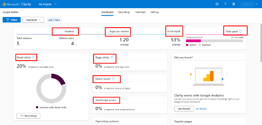 Microsoft Clarity: Compare or Combine with Google Analytics?